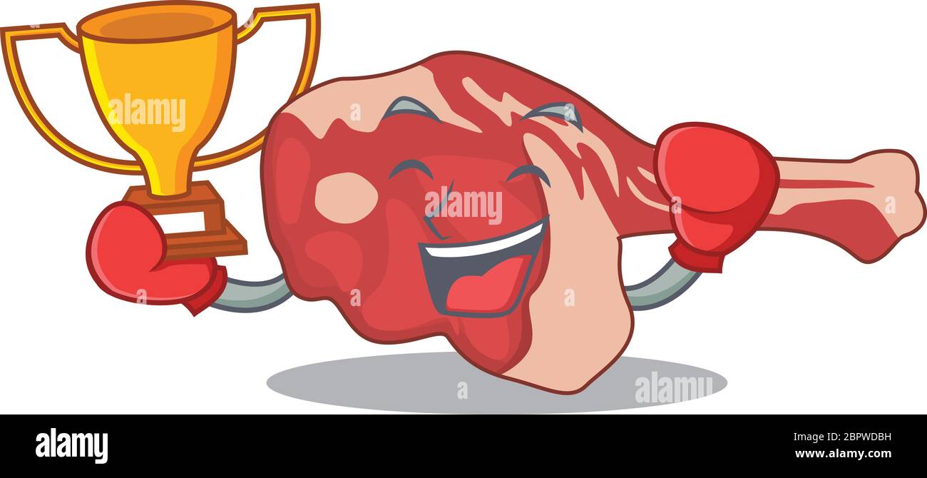 An elegant boxing winner of leg of lamb caricature design concept Stock ...
