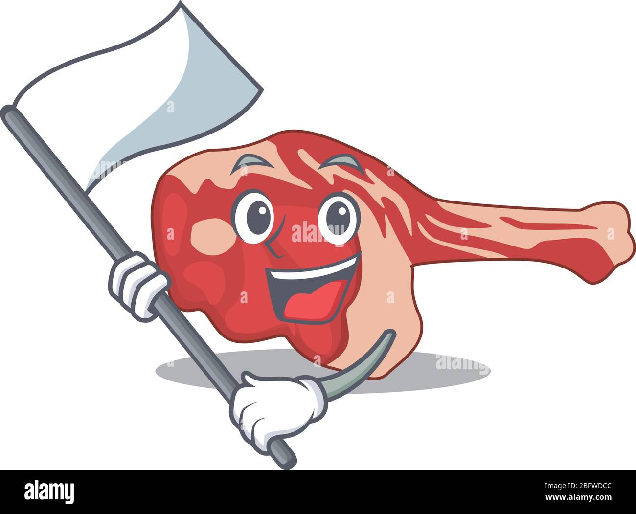 A heroic leg of lamb mascot character design with white flag Stock ...