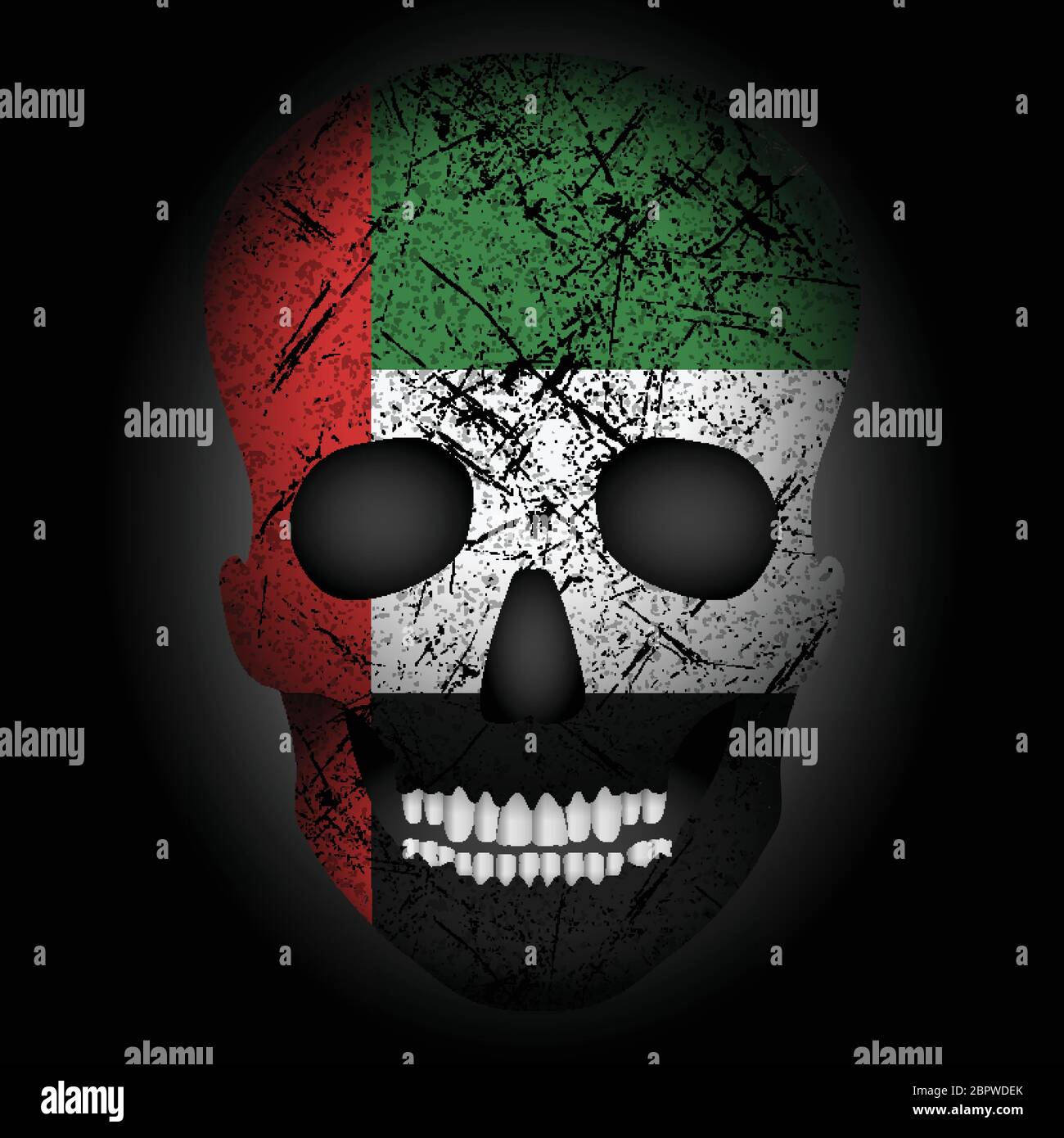 Skull flag UAE on a black background. Vector illustration Stock Vector ...