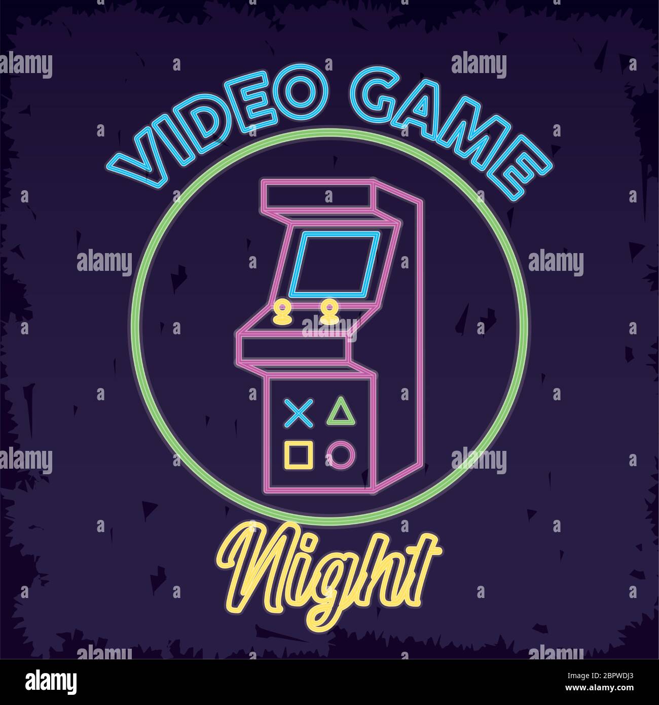 retro video game neon with machine Stock Vector Image & Art - Alamy