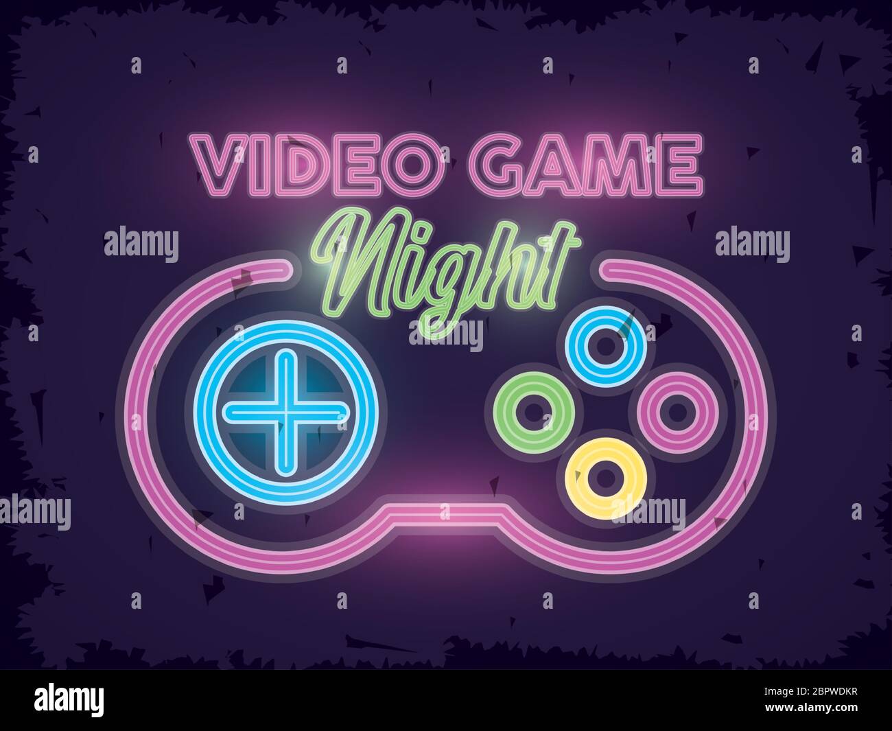 retro video game neon with control Stock Vector Image & Art - Alamy