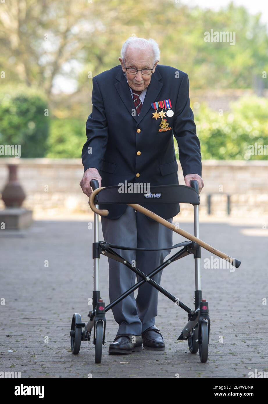 File photo dated 16/04/20 of Captain Tom Moore, at his home in Marston ...