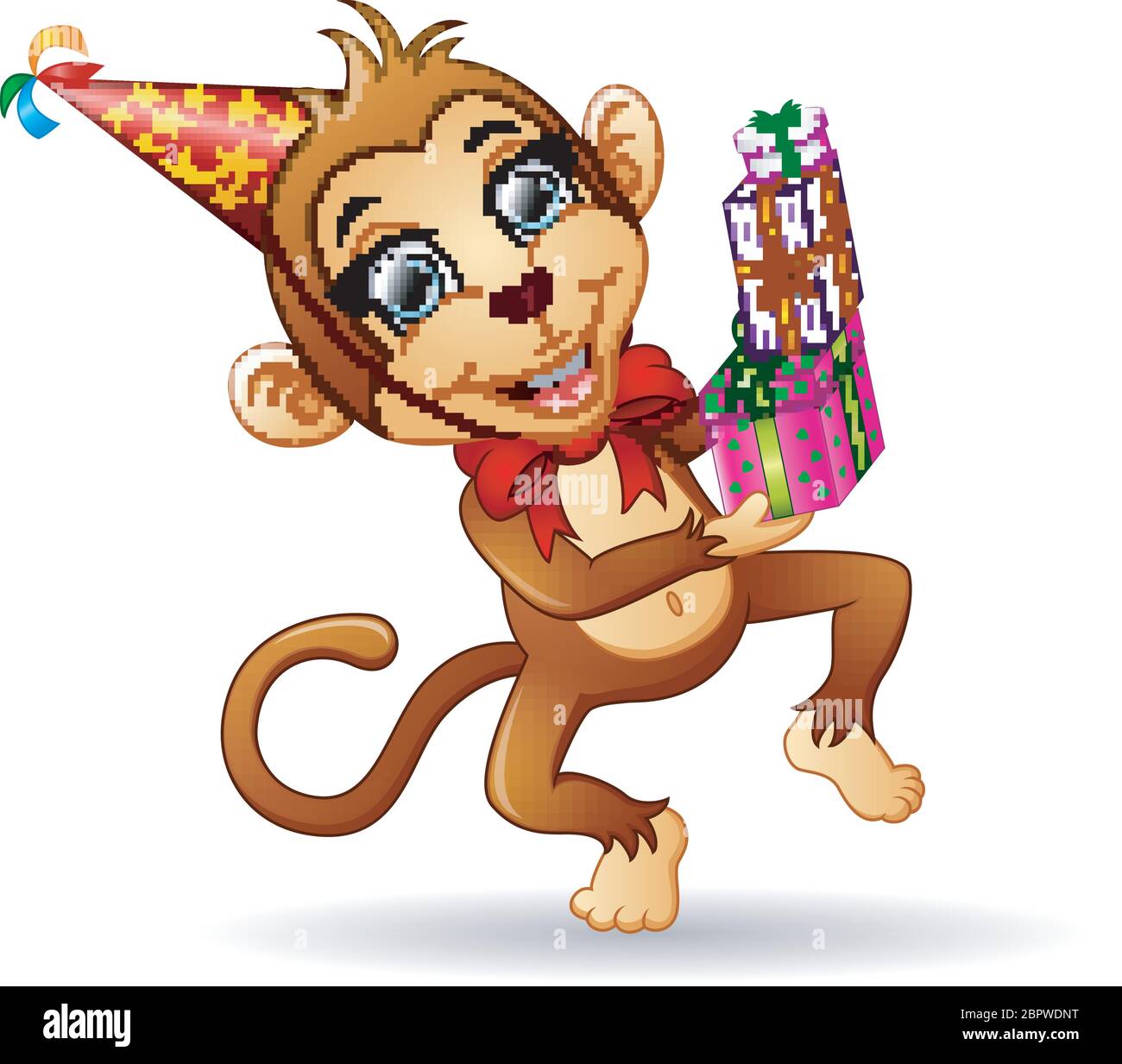 Happy monkey cartoon celebrating birthday Stock Vector Image & Art - Alamy
