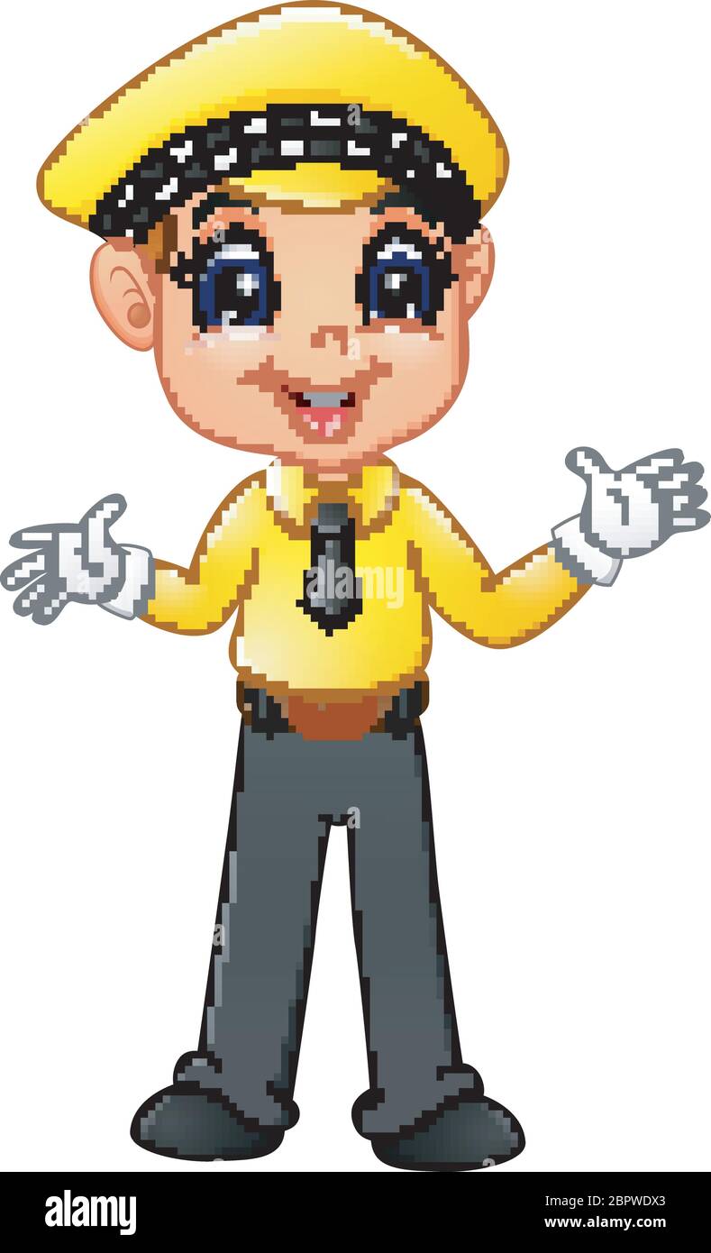 Taxi driver cartoon waving hand Stock Vector Image & Art - Alamy