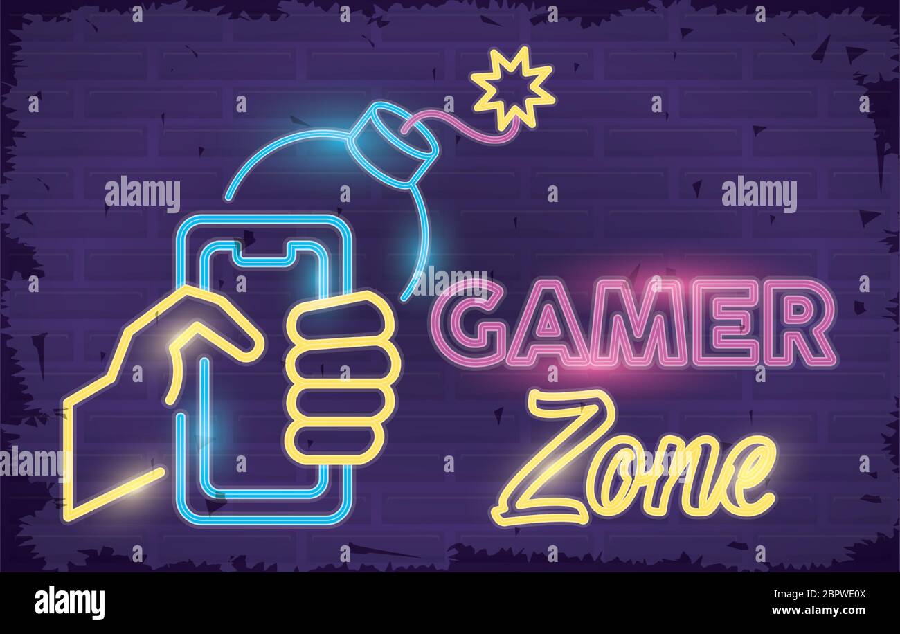 retro video game neon with bomb Stock Vector Image & Art - Alamy