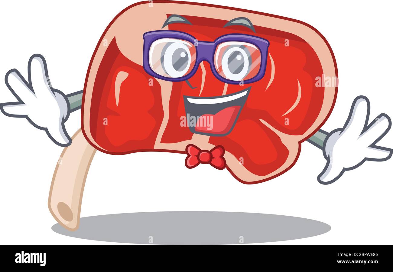 A cartoon drawing of geek prime rib wearing weird glasses Stock Vector ...