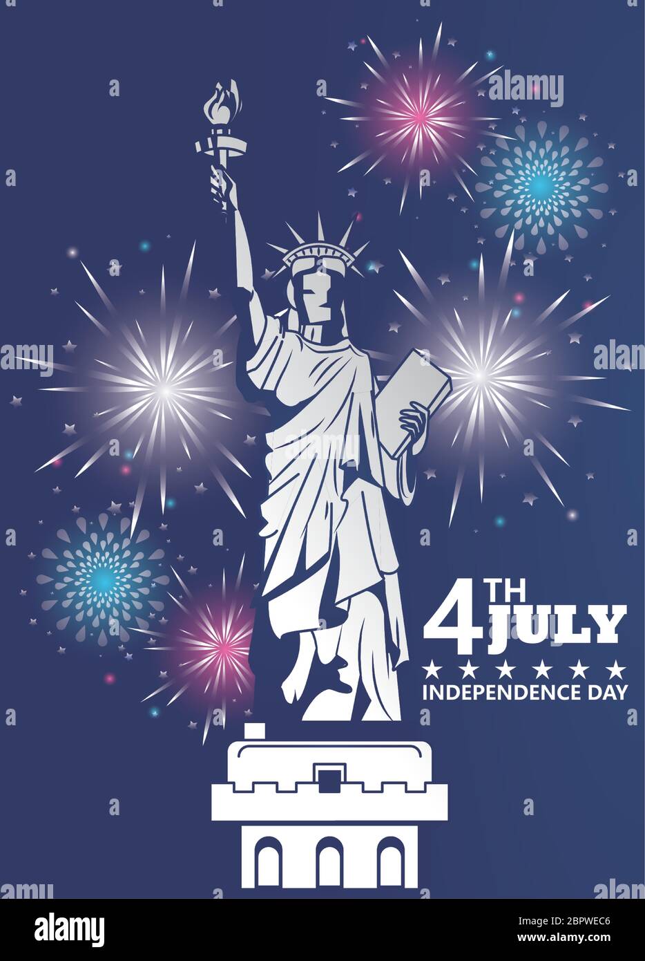 fourth july usa independence day celebration with fireworks and liberty ...