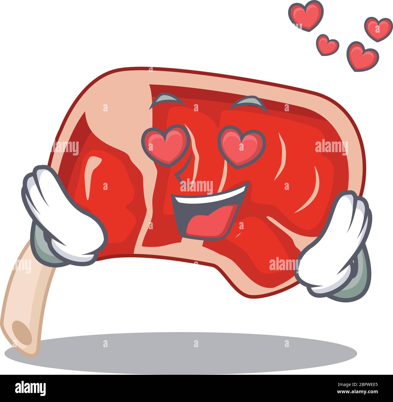 Romantic prime rib cartoon character has a falling in love eyes Stock ...