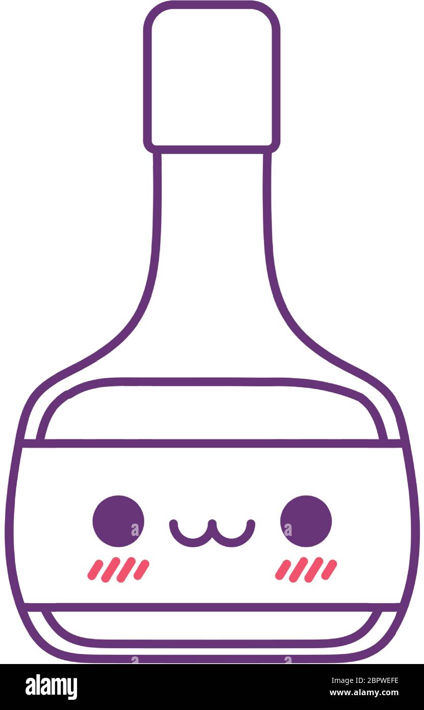 syrup bottle cartoon line style icon design, Kawaii food cute ...