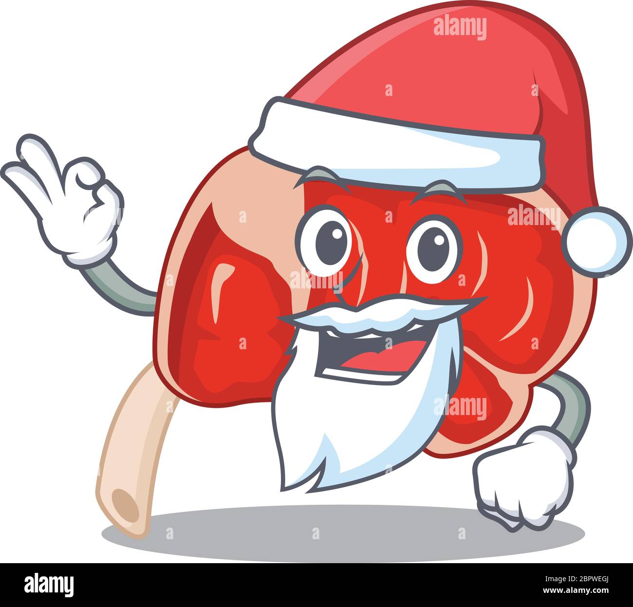 cartoon character of prime rib Santa having cute ok finger Stock Vector ...