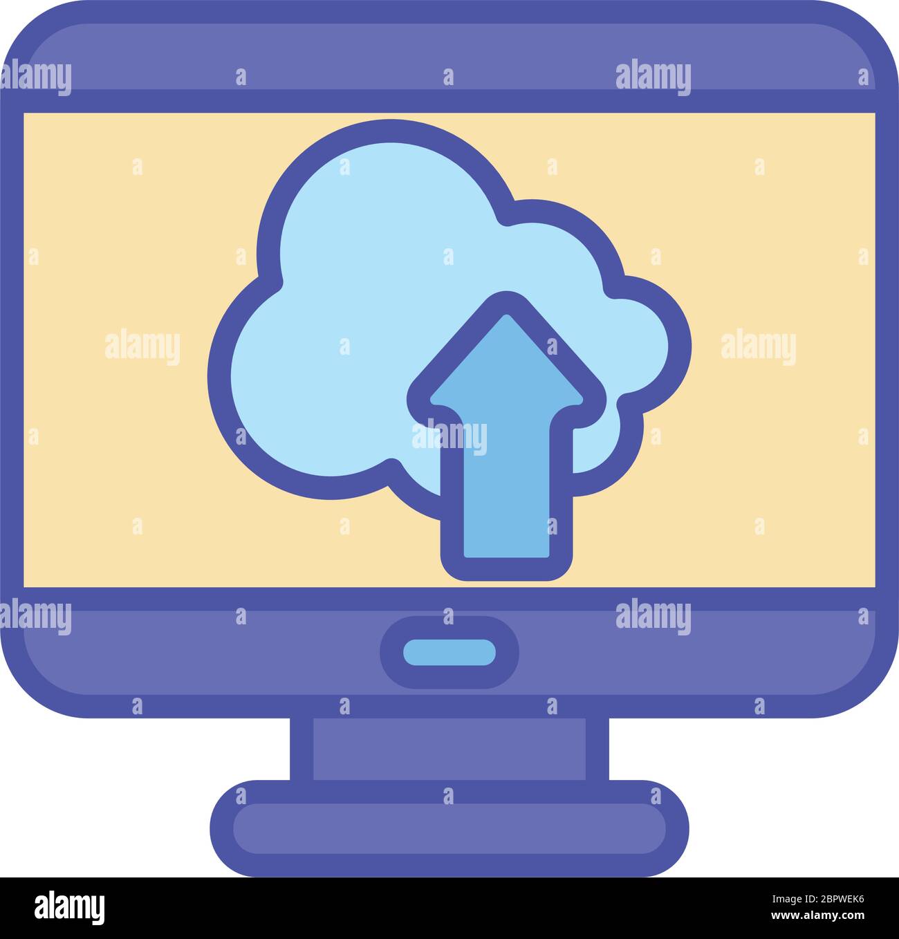 Cloud Computing Inside Computer Line And Fill Style Icon Design