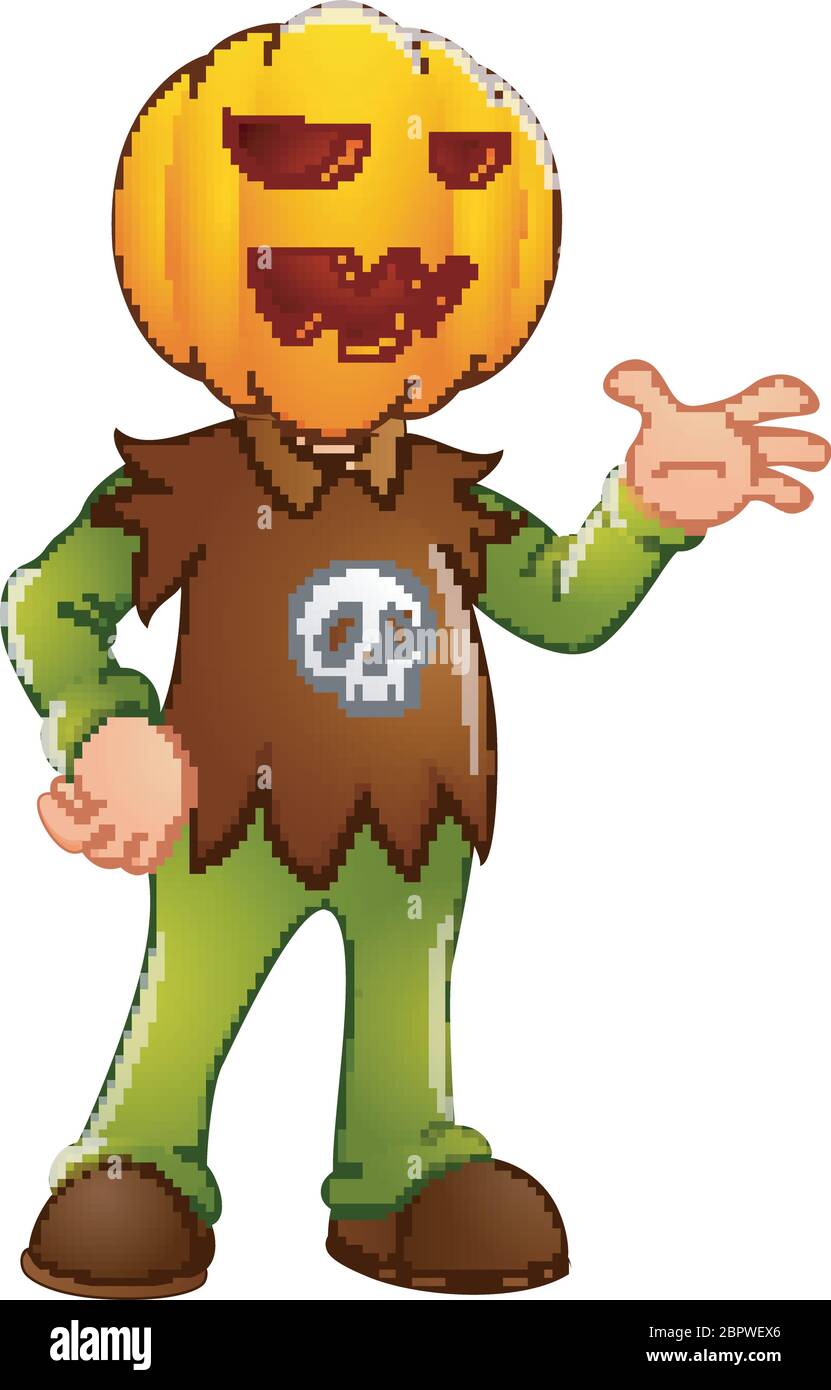 Happy kid wearing pumpkin mask Stock Vector Image & Art - Alamy