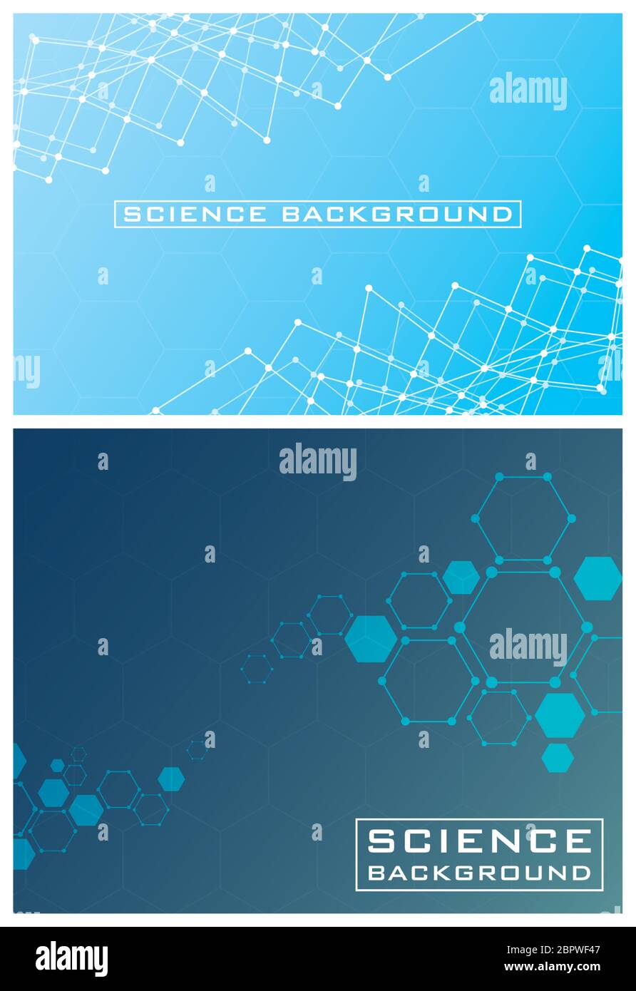 two blues colors science backgrounds with lines structures Stock Vector ...