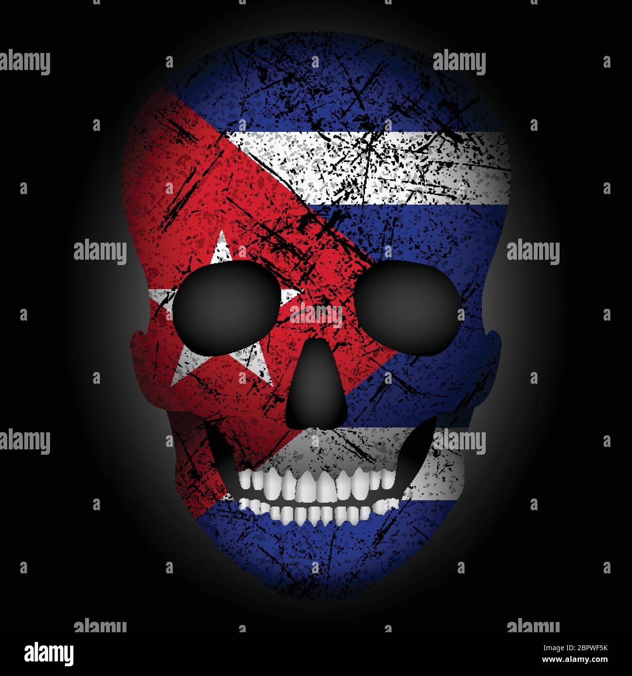 Skull flag Cuba on a black background. Vector illustration Stock Vector ...