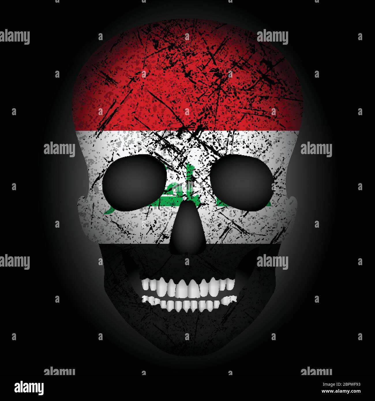 Skull flag Iraq on a black background. Vector illustration Stock Vector ...