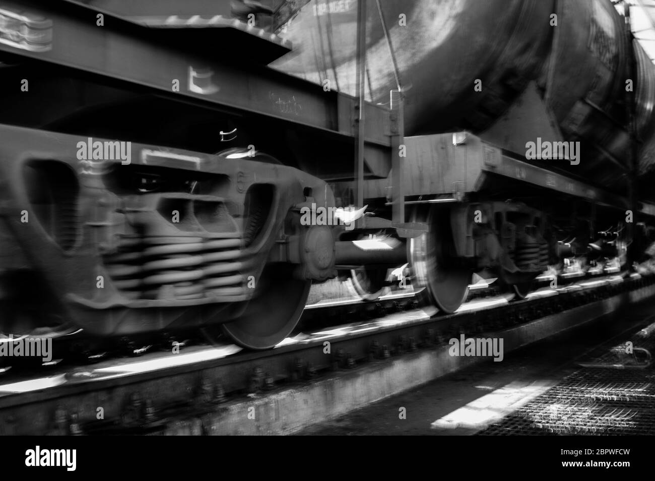 Oil train wagons on oil refinery Stock Photo - Alamy