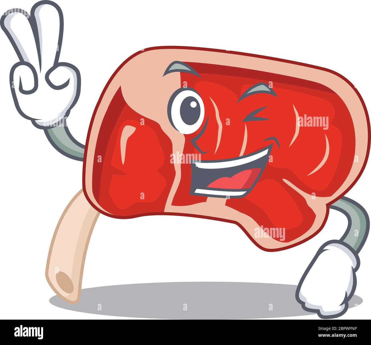 Happy prime rib cartoon design concept show two fingers Stock Vector ...