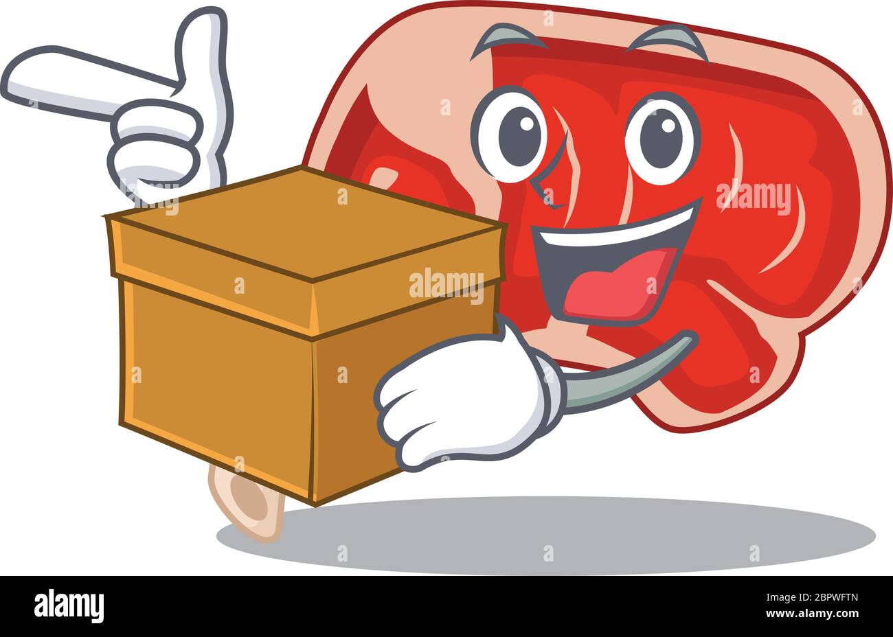 A cheerful prime rib cartoon design concept having a box Stock Vector ...
