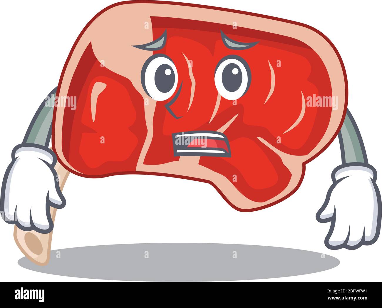 Cartoon design style of prime rib having worried face Stock Vector ...