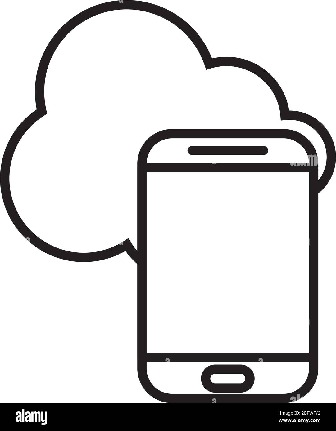 Cloud computing and smartphone line style icon design, Communication internet and connectivity ...
