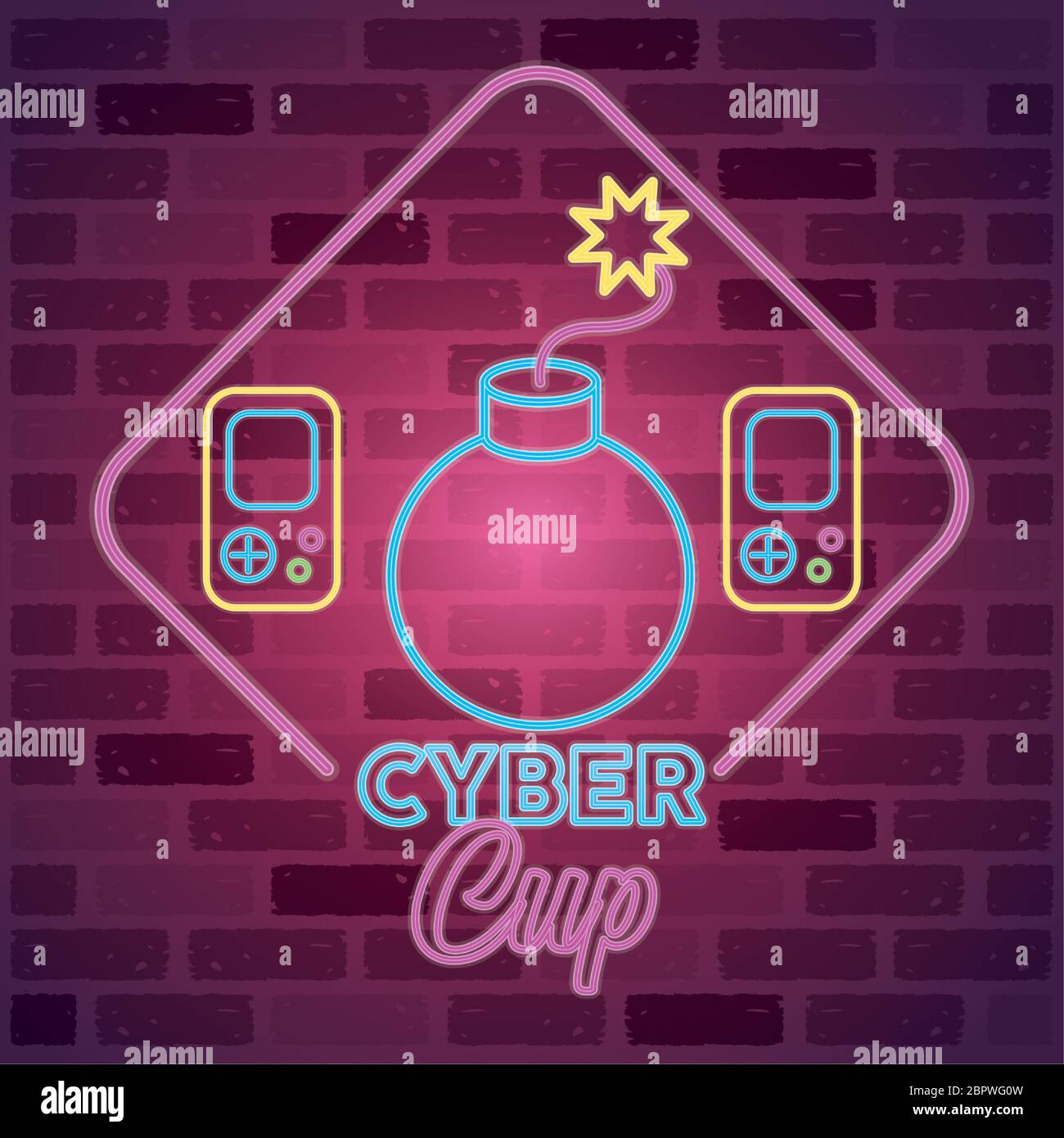 retro video game neon with bomb Stock Vector Image & Art - Alamy
