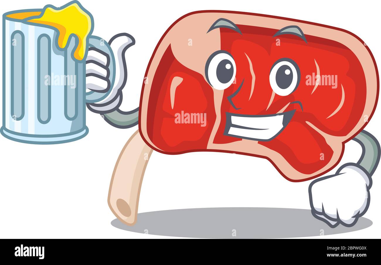 A cartoon concept of prime rib with a glass of beer Stock Vector Image ...