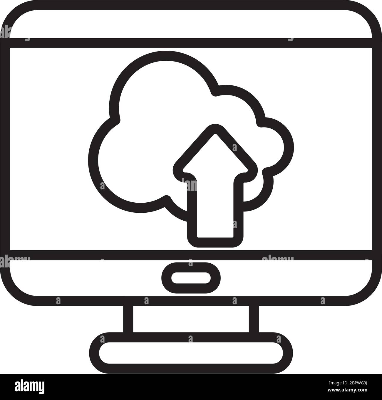 Cloud Computing Inside Computer Line Style Icon Design Communication