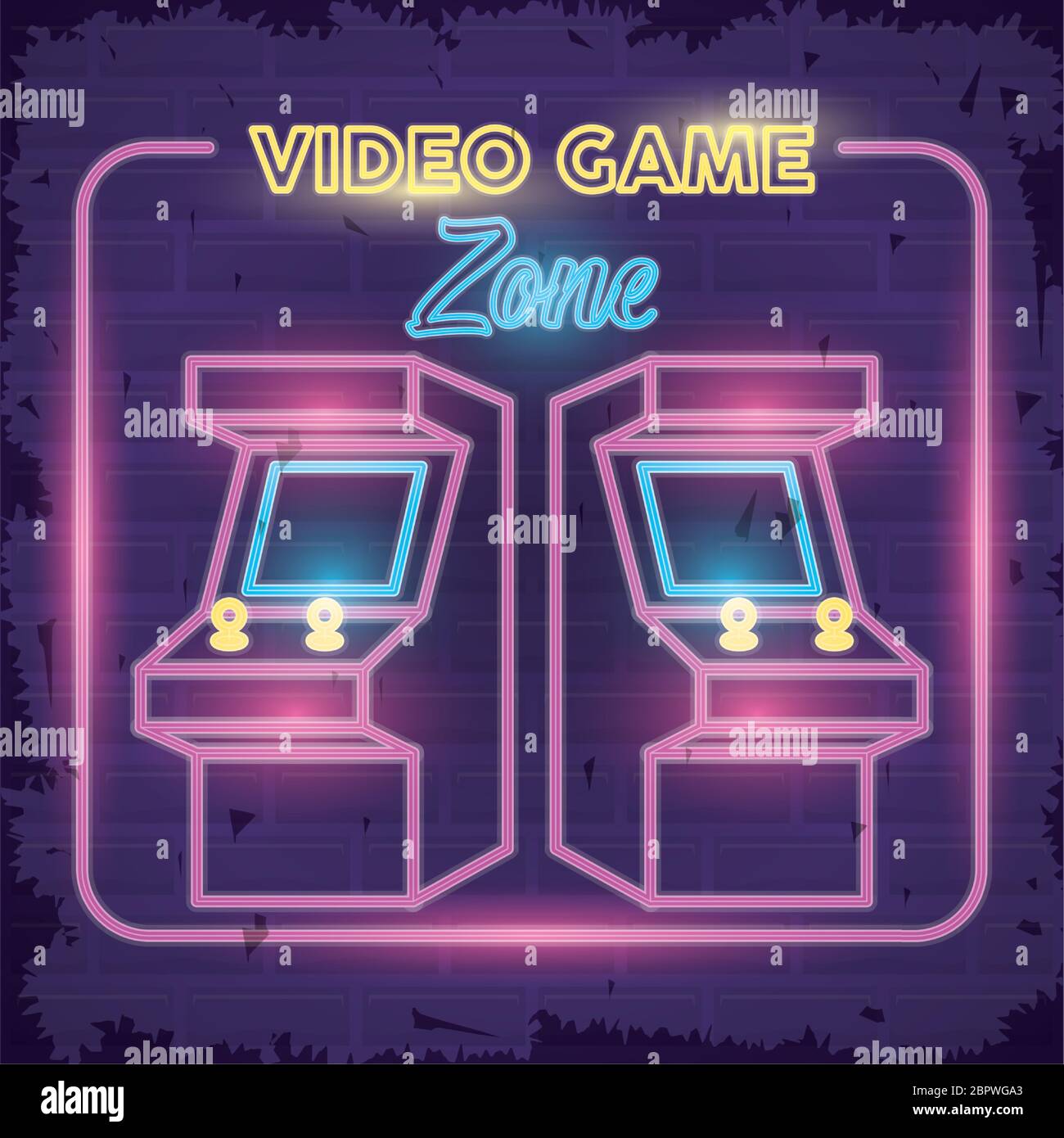 retro video game neon with machines Stock Vector Image & Art - Alamy