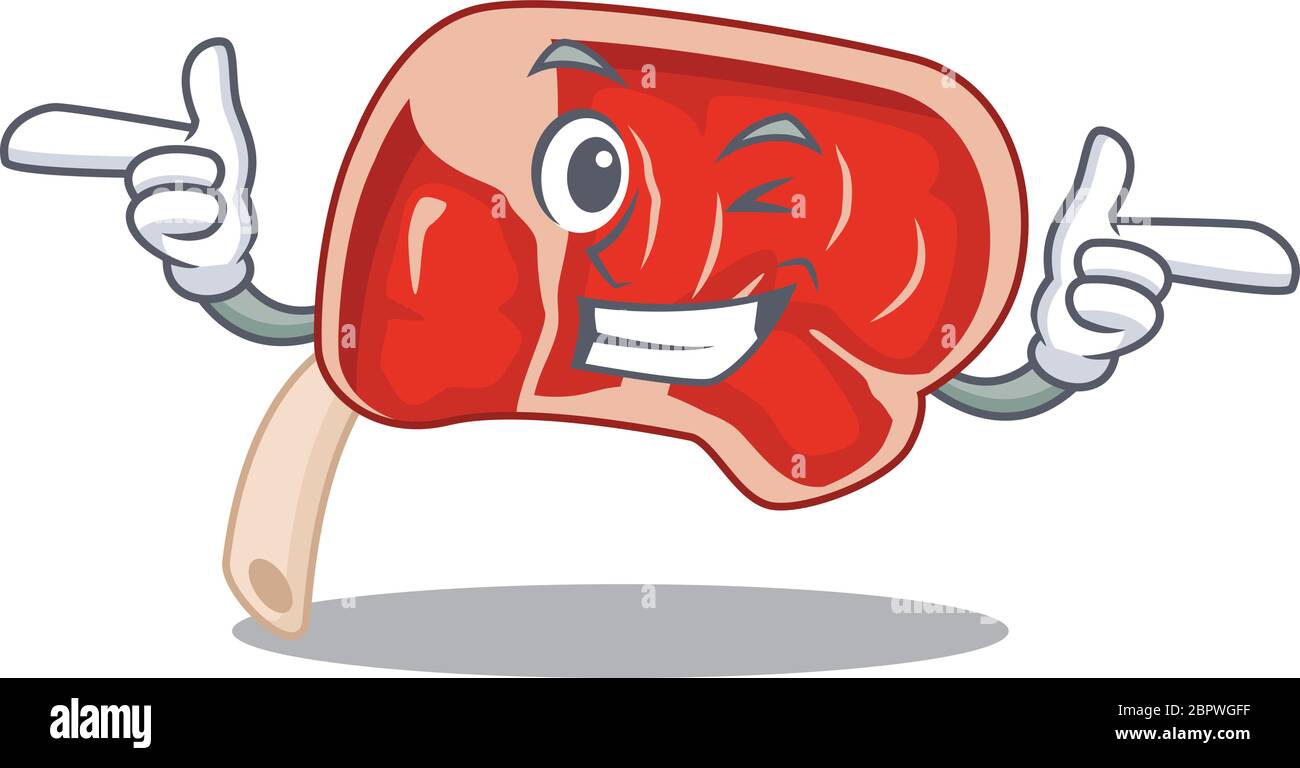 Cartoon design of prime rib showing funny face with wink eye Stock ...