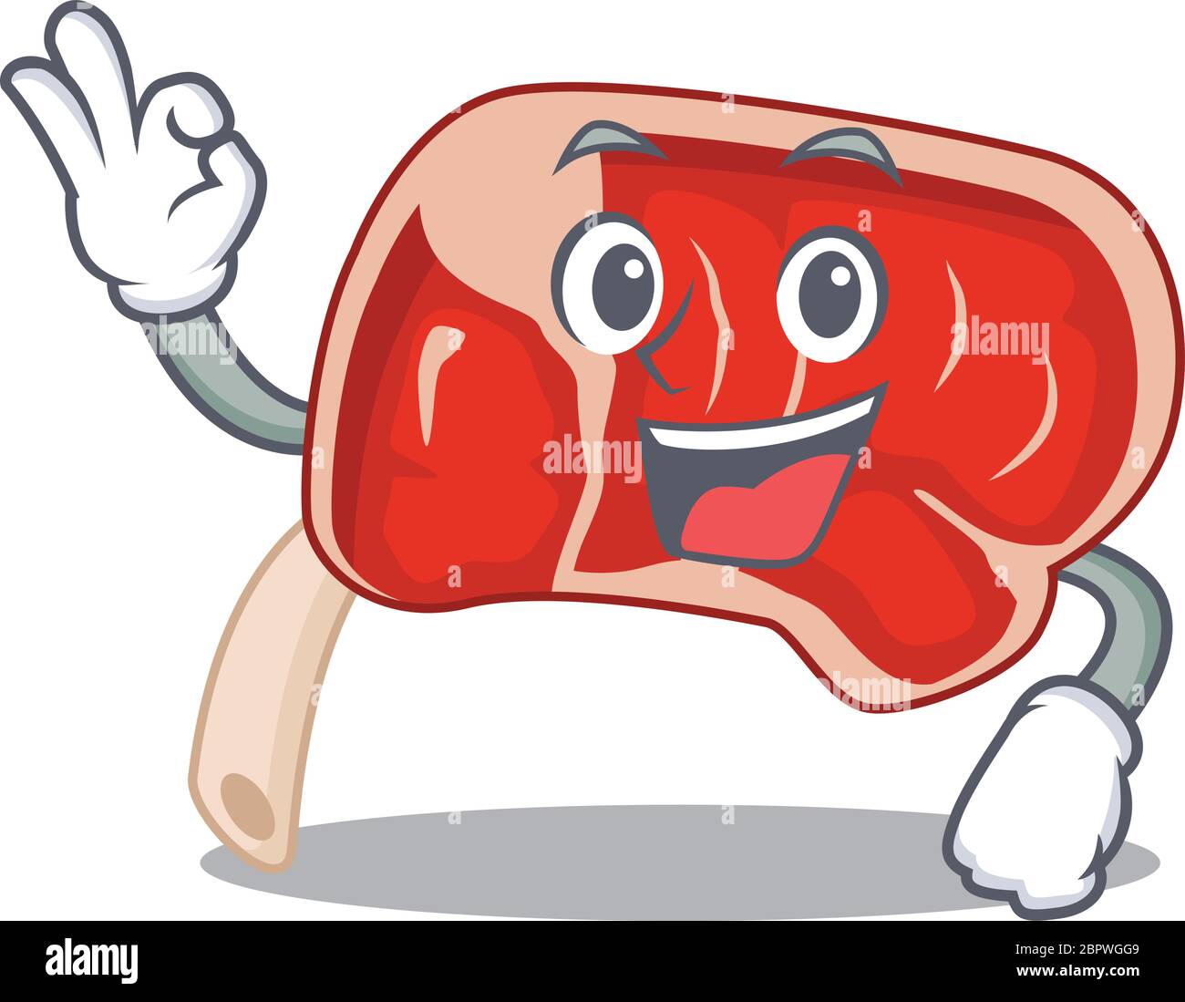 Prime rib mascot design style showing Okay gesture finger Stock Vector ...