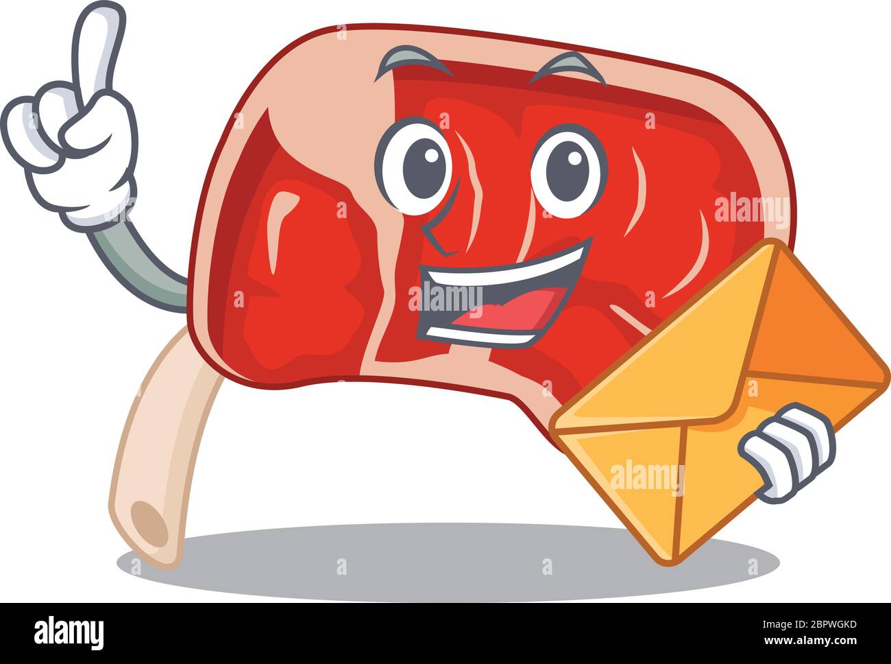 A picture of cheerful prime rib cartoon design with brown envelope ...
