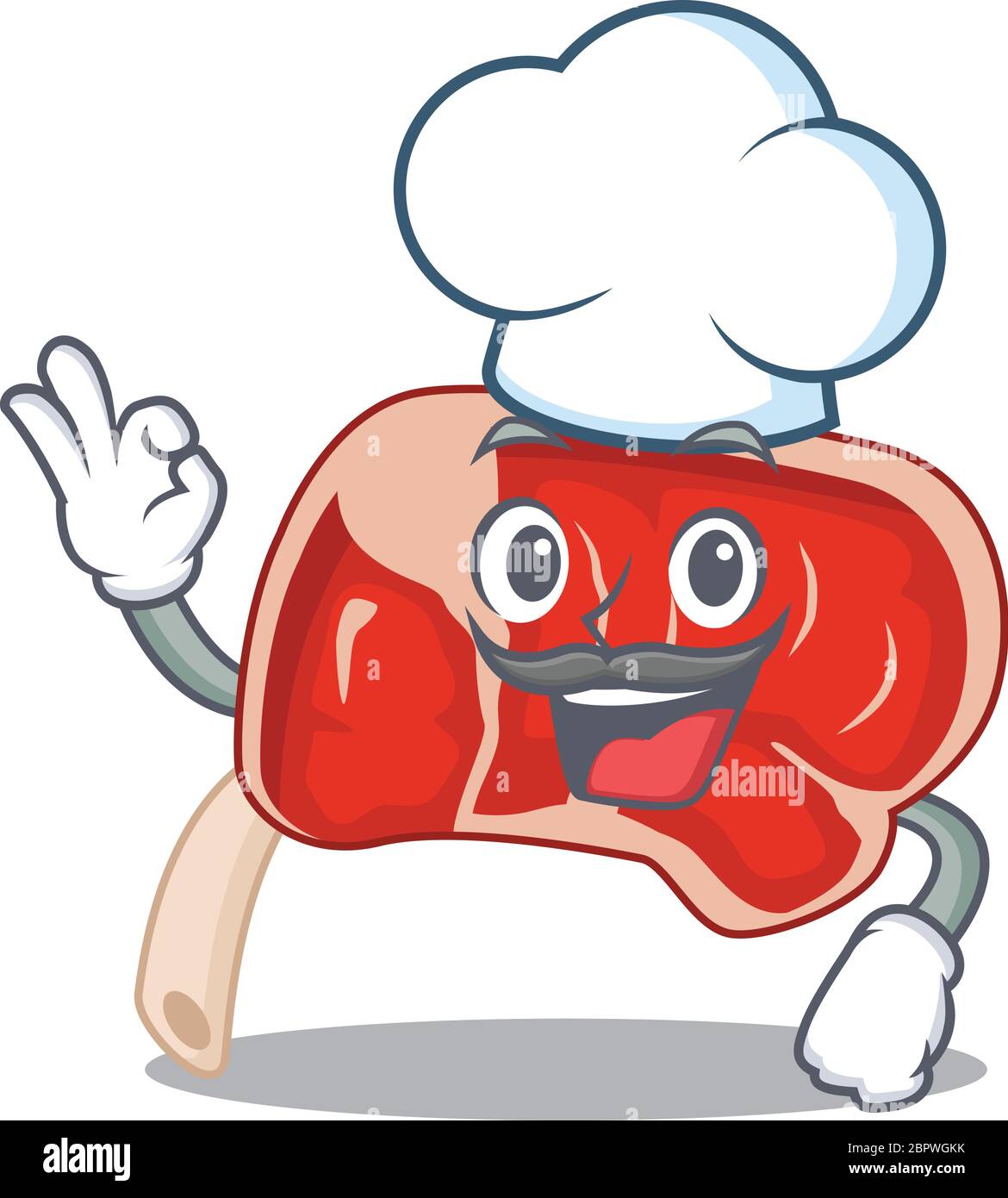 Talented prime rib chef cartoon drawing wearing chef hat Stock Vector ...