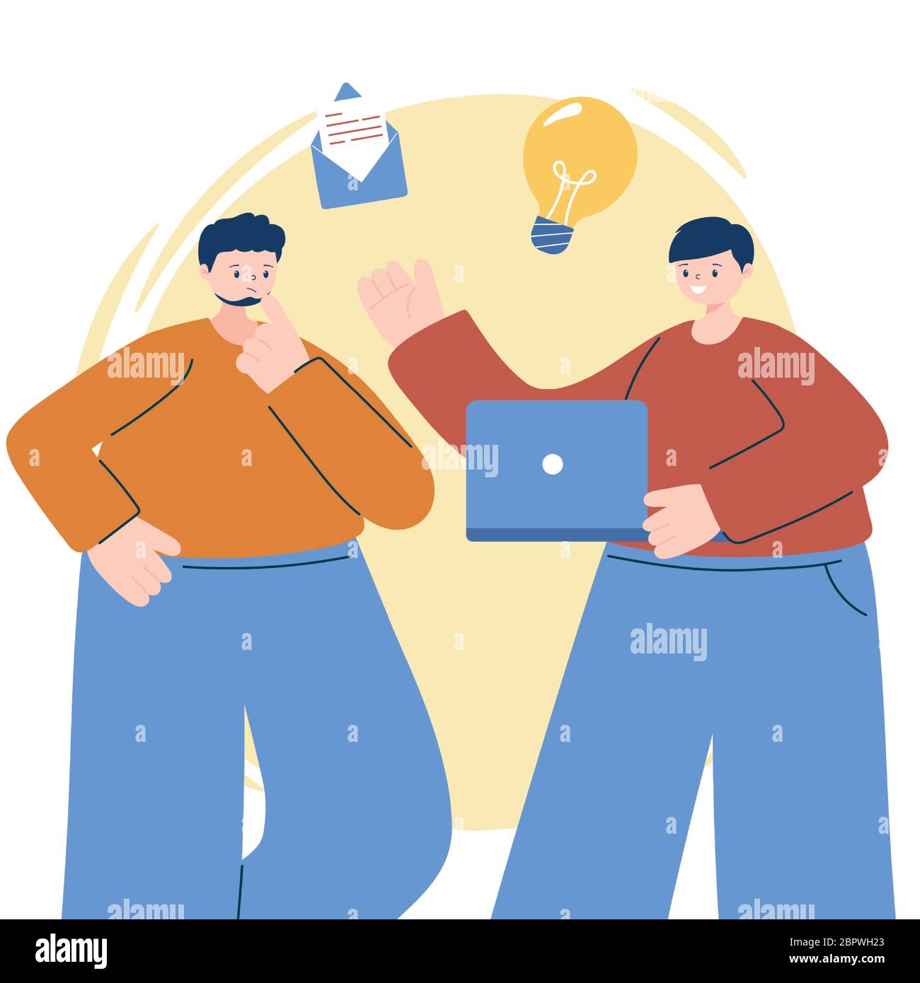 Men with laptop design, Digital technology and communication theme ...