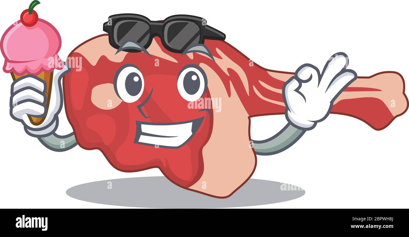 A cartoon drawing of leg of lamb holding cone ice cream Stock Vector ...