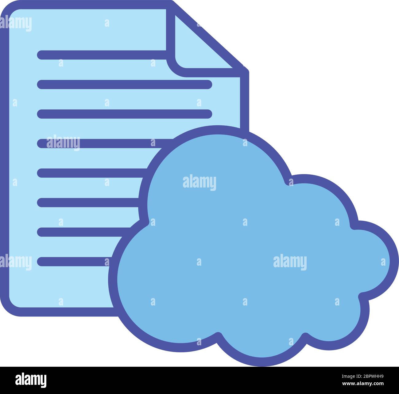 Cloud computing and document paper line and fill style icon design, Communication internet and ...