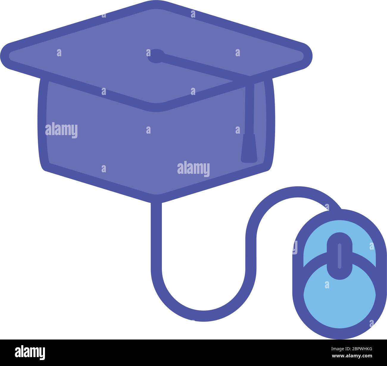 Graduation cap and mouse line and fill style icon design, Education ...