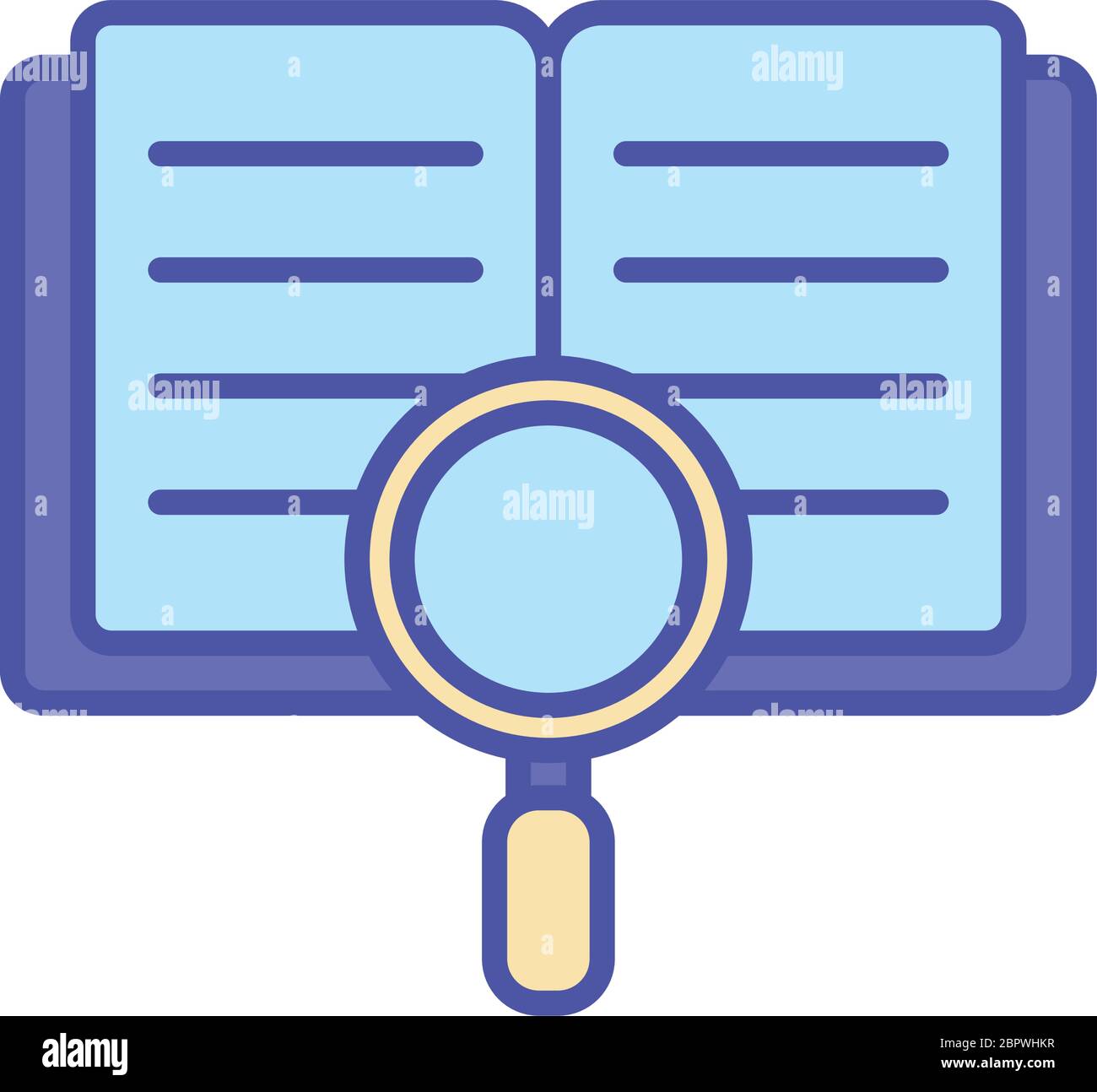 book and lupe line and fill style icon design, Education literature and ...