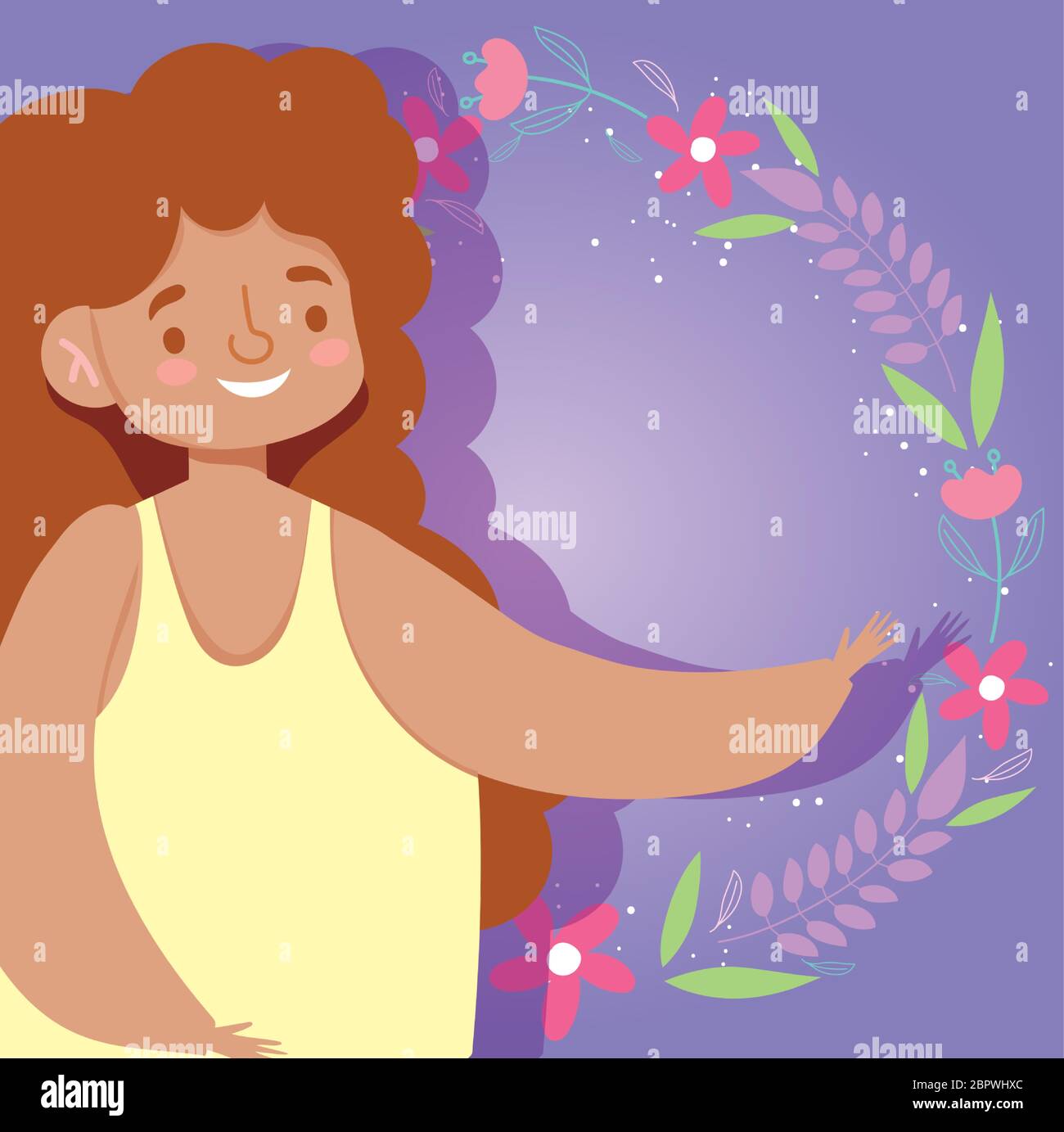 Avatar woman cartoon with leaves and flowers design, Girl female person ...