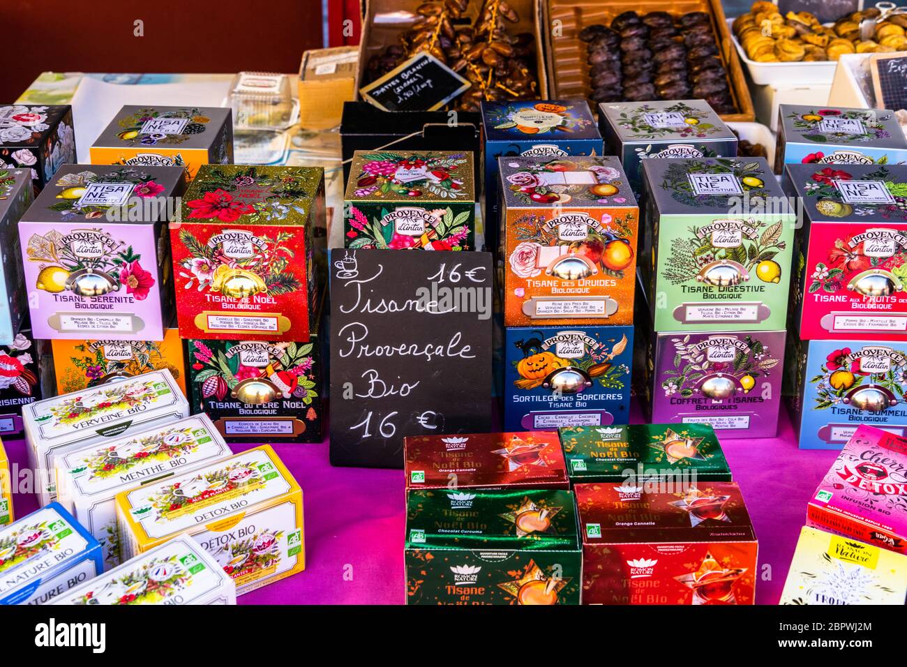 Nice, France, January 2020 – Various herbal teas and bio tisane for ...