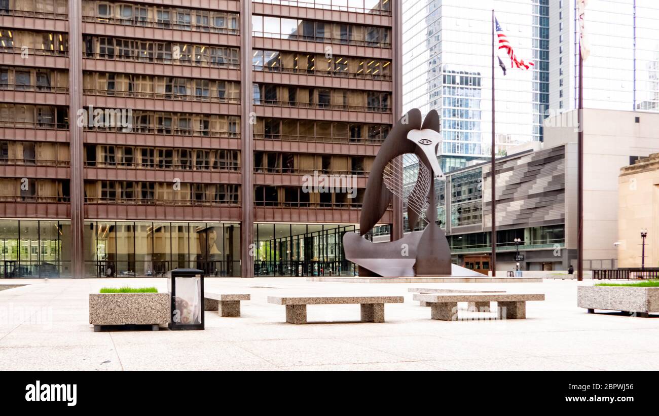 View of Chicago's Picasso, an untitled monumental sculpture by Pablo ...