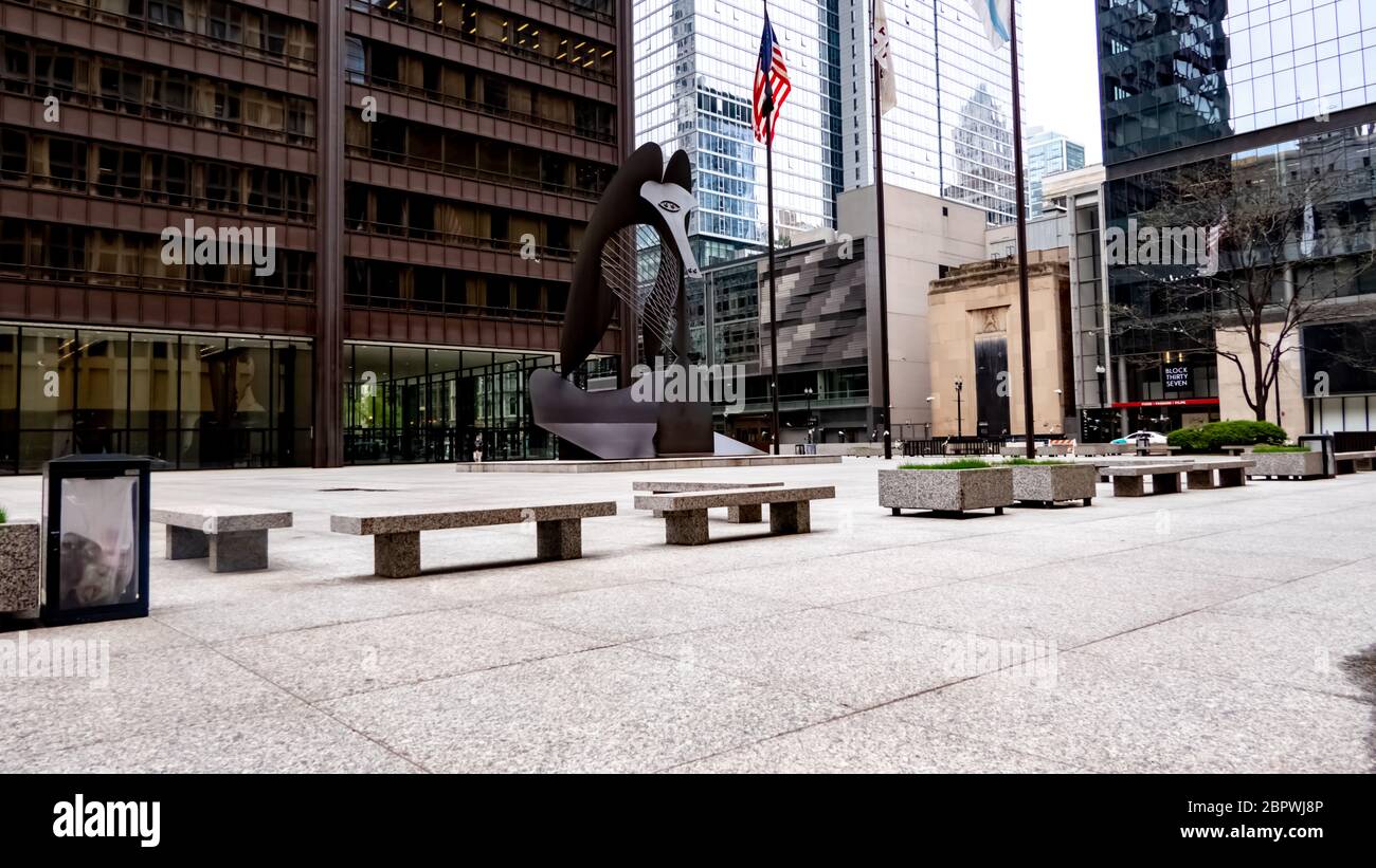View of Chicago's Picasso, an untitled monumental sculpture by Pablo ...
