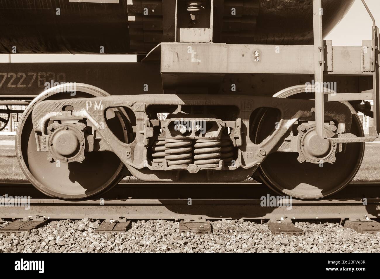 Oil train wagons on oil refinery Stock Photo - Alamy