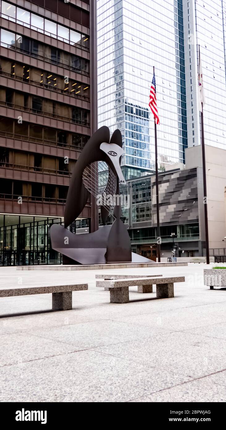 View of Chicago's Picasso, an untitled monumental sculpture by Pablo ...