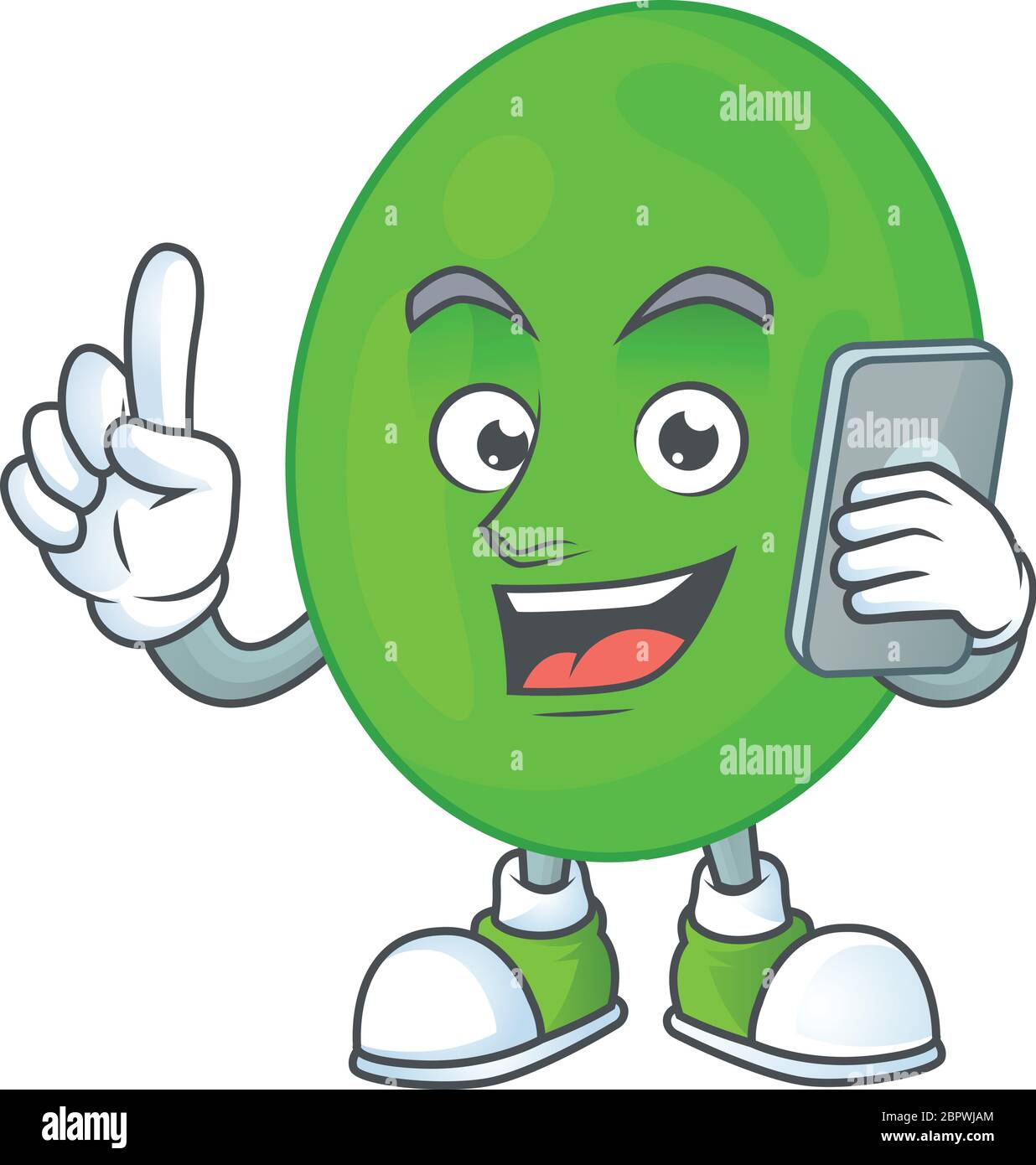 cartoon drawing concept of cocci speaking with friends on phone Stock ...