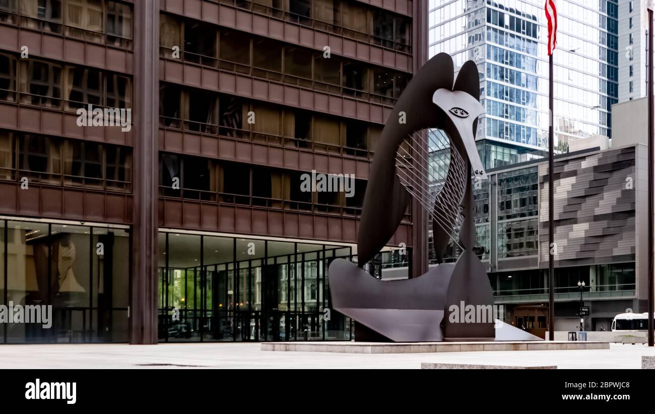 View of Chicago's Picasso, an untitled monumental sculpture by Pablo ...