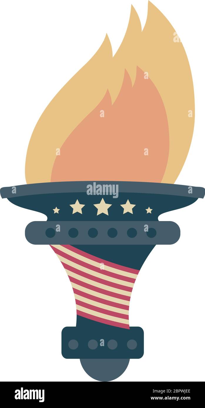torch with the united states flag, independence day vector illustration ...