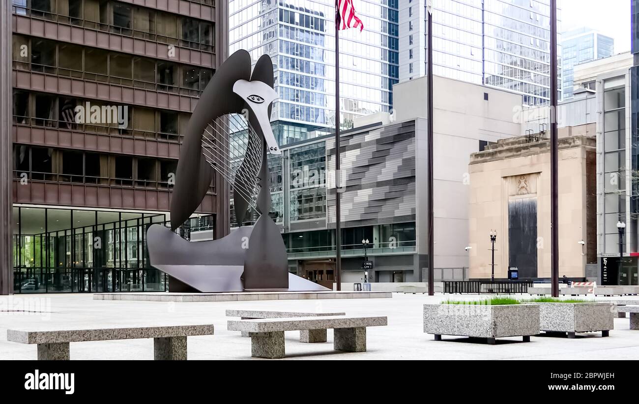 View of Chicago's Picasso, an untitled monumental sculpture by Pablo ...