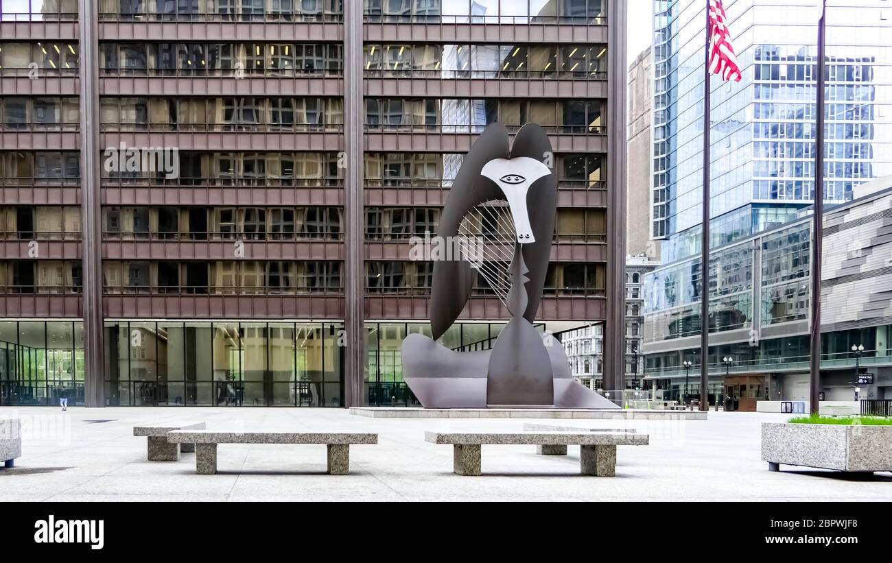 View of Chicago's Picasso, an untitled monumental sculpture by Pablo ...