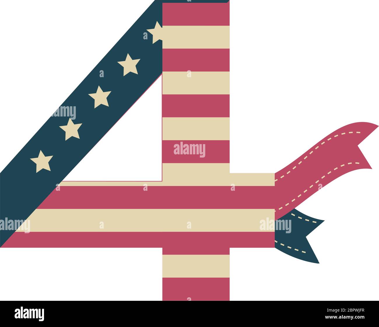 number 4 with the flag of united states on white background vector ...
