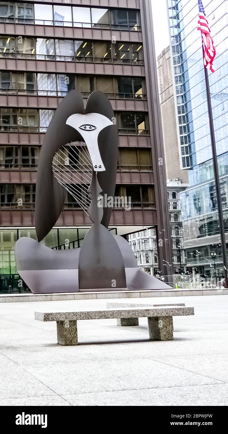 View of Chicago's Picasso, an untitled monumental sculpture by Pablo ...